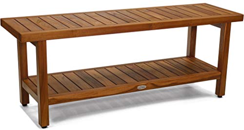 48" Spa Teak Shower Bench with Shelf