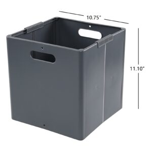 Vababa 4-Pack Floding Storage Bin, Collapsible Plastic Storage Cube Organizer Bins gray