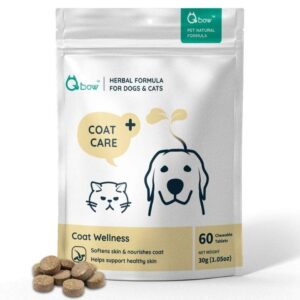 Holistic All-Natural Herb Formula Skin & Coat Support for Dogs & Cats - Aid for Dry, Flaky, Itchy Skin, Hot Spot, Allergies. Provides Anti-Itch, Anti-inflammatory Relief - WellnergyPets Coat Care 60ct