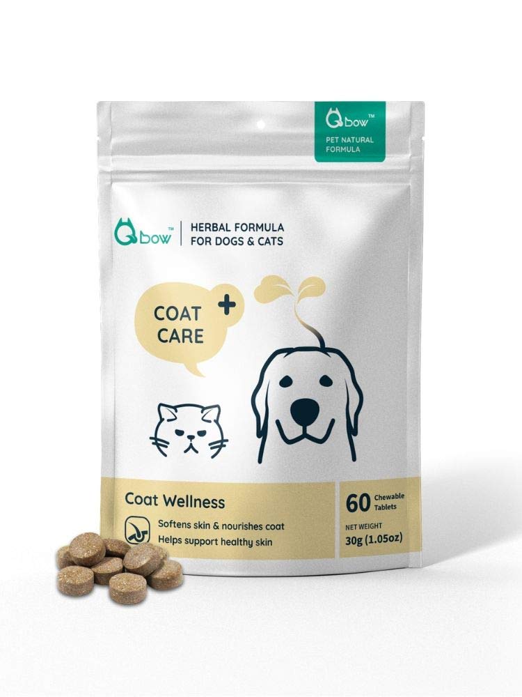 Holistic All-Natural Herb Formula Skin & Coat Support for Dogs & Cats - Aid for Dry, Flaky, Itchy Skin, Hot Spot, Allergies. Provides Anti-Itch, Anti-inflammatory Relief - WellnergyPets Coat Care 60ct