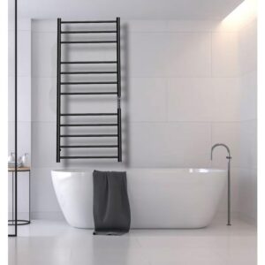 FUREX Towel Warmer 12 Bar Electric Heated Towel Rack Wall Mount Plug-in/Curved 304 Stainless Steel Bath Towel Heater Mirror Polish - Timer