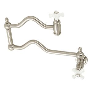 kingston brass ks2108px heritage pot filler, brushed nickel