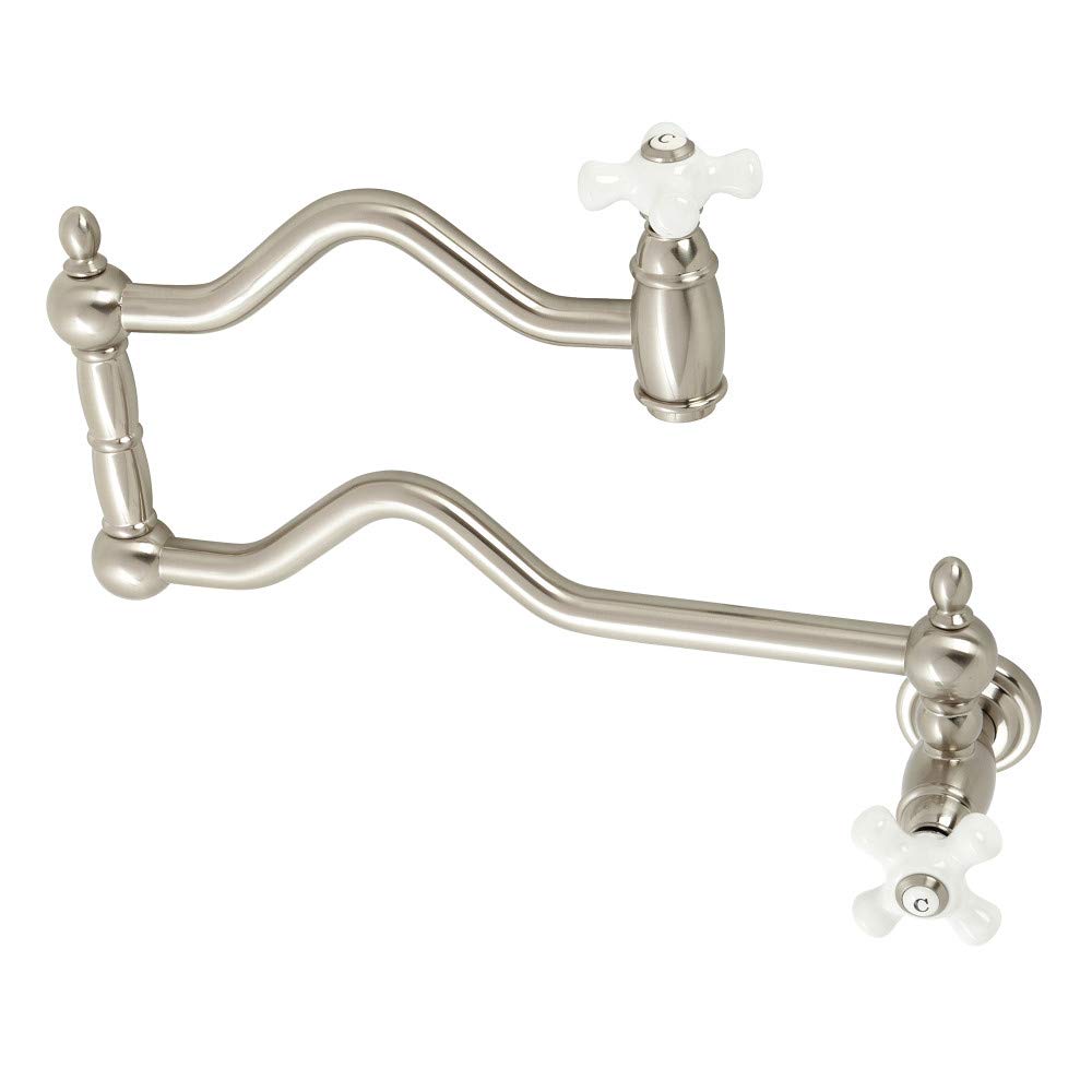 Kingston Brass KS2108PX Heritage Pot Filler, Brushed Nickel