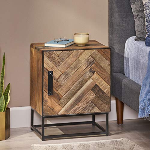 Christopher Knight Home Sonia Handcrafted Boho Wooden Nightstand, Natural, Black