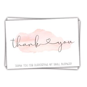 50 pink watercolor 4x6 thank you for supporting my small business - customer thank you for order cards - small online business package insert