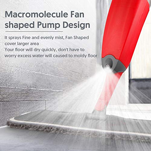 HOMTOYOU Microfiber Spray Mop for Floor Cleaning, Dry Wet Hardwood Kitchen Floor Mop with 635ml Water Tank 360 Degree Spin Dust Chenille Mop with 3 Reusable Refills for Laminate Tile Marble