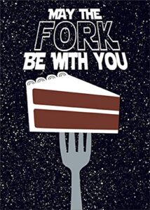 rsvp birthday card: may the fork be with you funny/humorous