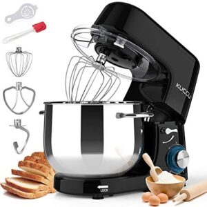 kuccu stand mixer, 9.5 qt 660w, 6-speed tilt-head food dough mixer, electric kitchen mixer with dough hook, flat beater & wire whisk, mixing bowl (9.5-qt, black)