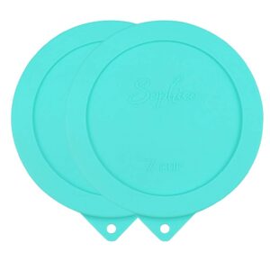 sophico round silicone storage cover lids replacement for anchor hocking and pyrex 7402-pc 6/7 cup glass bowls (container not included)(mint - 2 pack)