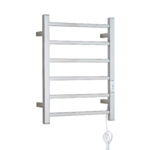 furex towel warmer 6 bar electric heated towel rack wall mount plug-in/bath towel heater (mirror polish - timer)