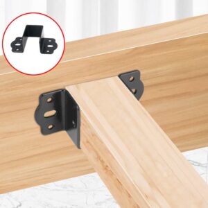 Coshar 4Pcs Heavy Duty Bed Rail Fittings Black Bed Frame Brackets Adapter U-Shape Bed Supporters Hardware for Bunk Bed Headboard, 3.62"x1.9"(L*W)