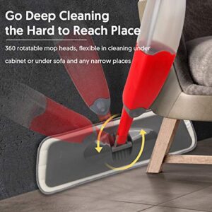 HOMTOYOU Microfiber Spray Mop for Floor Cleaning, Dry Wet Hardwood Kitchen Floor Mop with 635ml Water Tank 360 Degree Spin Dust Chenille Mop with 3 Reusable Refills for Laminate Tile Marble