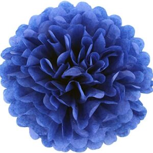 IGUO 30pcs Tissue Pom Poms Party Supplies,Yellow Navy Blue White Silver Birthday Party Decorations Paper Tassel Garland for Bridal Shower Wedding School Ceremony Graduation Theme Party Supplie