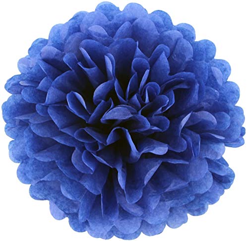 IGUO 30pcs Tissue Pom Poms Party Supplies,Yellow Navy Blue White Silver Birthday Party Decorations Paper Tassel Garland for Bridal Shower Wedding School Ceremony Graduation Theme Party Supplie