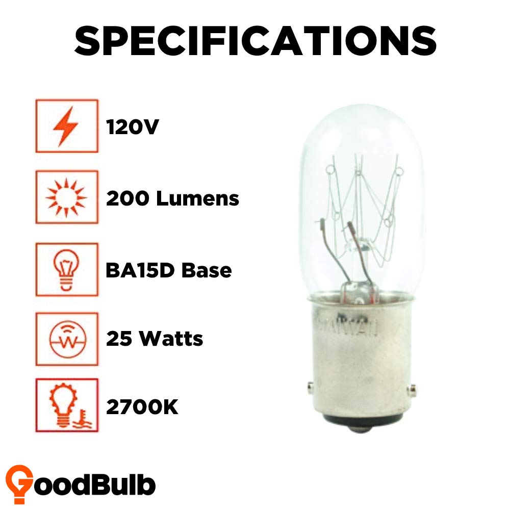 Craftsman Band Saw Light Bulb Replacement | 25-Watt 120V 200 Lumens | 2700K Warm White Color | Replaces #STD372252 | Pack of 2 Bulbs