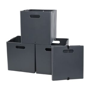 vababa 4-pack floding storage bin, collapsible plastic storage cube organizer bins gray