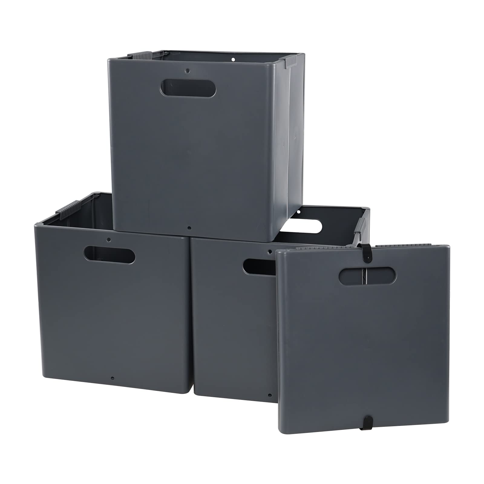 Vababa 4-Pack Floding Storage Bin, Collapsible Plastic Storage Cube Organizer Bins gray