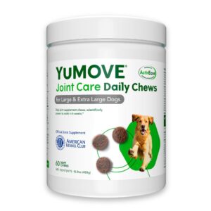 lintbells yumove joint supplement dog chews - contains glucosamine, green lipped mussel - natural relief from hip ache, stiff joints - 1 month’s supply (large & x-large)