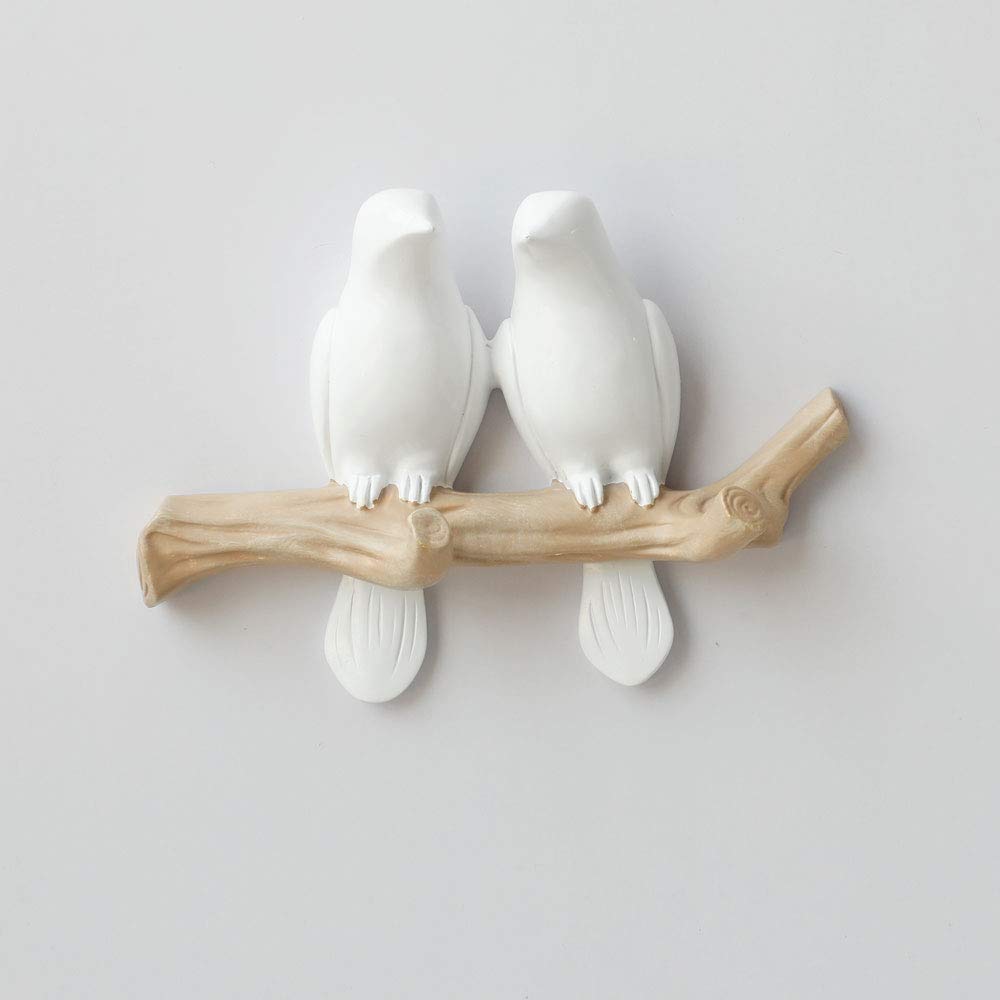 Clothes Hooks Wall Mounted White Stick, 4 Birds Hooks, 3 Birds Hooks, 2 Birds Hooks, Space Saving Hanger for Wall, Hooks to Hangs Bags,Coats,Scarves (White 2birds Hook)…