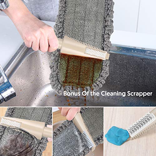 HOMTOYOU Microfiber Spray Mop for Floor Cleaning, Dry Wet Hardwood Kitchen Floor Mop with 635ml Water Tank 360 Degree Spin Dust Chenille Mop with 3 Reusable Refills for Laminate Tile Marble