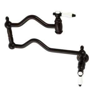 kingston brass ks2105bpl bel-air wall mount pot filler, maximum 22-inch spout reach, oil rubbed bronze