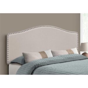 Monarch Specialties I 6014Q Bed, Headboard Only, Queen Size, Bedroom, Upholstered, Linen Look, Beige, Transitional