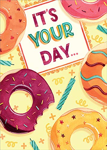 RSVP Birthday Greeting Card - Donuts and Candles: It's Your Day Funny/Humorous,Bright Blue,5" x 7",GC-B5959A