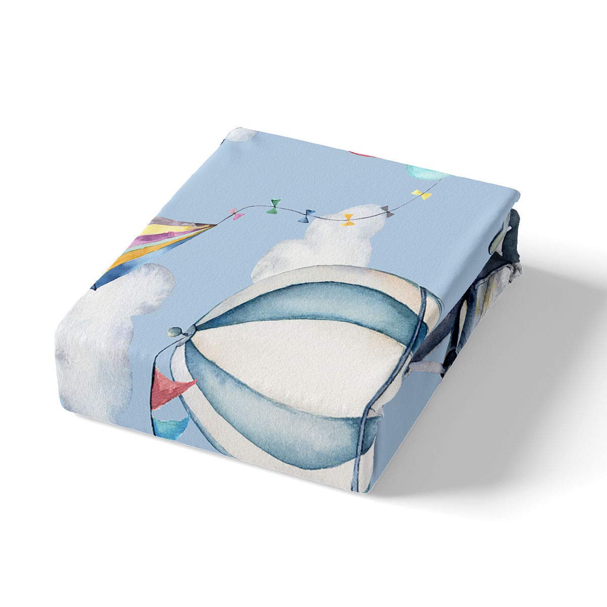 Erosebridal Cartoon Airplane Comforter Cover Hot Air Balloon Bedding Set Aviation Adventure Aircraft Duvet Cover Balloon White Cloud Quilt Cover for Kid Boy Teen, Blue 2 Pcs Twin Size