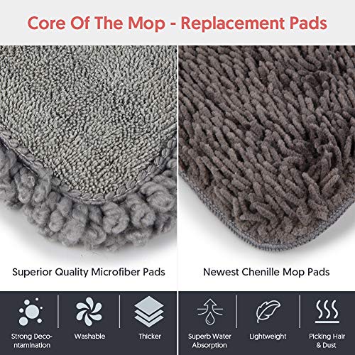 HOMTOYOU Microfiber Spray Mop for Floor Cleaning, Dry Wet Hardwood Kitchen Floor Mop with 635ml Water Tank 360 Degree Spin Dust Chenille Mop with 3 Reusable Refills for Laminate Tile Marble