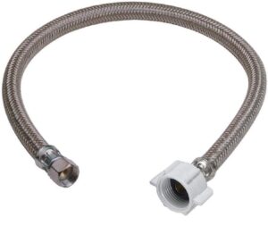 ez-fluid 12“ toilet water supply connector, braided stainless steel - 3/8“ female compression thread x 7/8” female ballcock thread 12-inch toilet water connectors hose (1-pack)