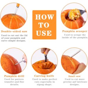 Sunwuun Halloween Pumpkin Carving Kit, 5 Piece tainless Steel Pumpkin Tools, Sturdy Pumpkin Carving Tool Kit for Kids