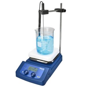 onilab 380℃ lcd digital hotplate magnetic stirrer with ceramic coated aluminum work plate, 200-1500rpm,5l,temp probe sensor & support stand & stirring bar included