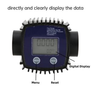 Meter, K25 1 in Female Thread Flowmeter Digital Display Liquid Sensor 10-120L/MIN, for, Chemical, Pharmaceutical(Blue)