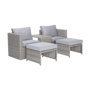 progressive furniture malibu 5-piece outdoor wicker/rattan seating set in gray