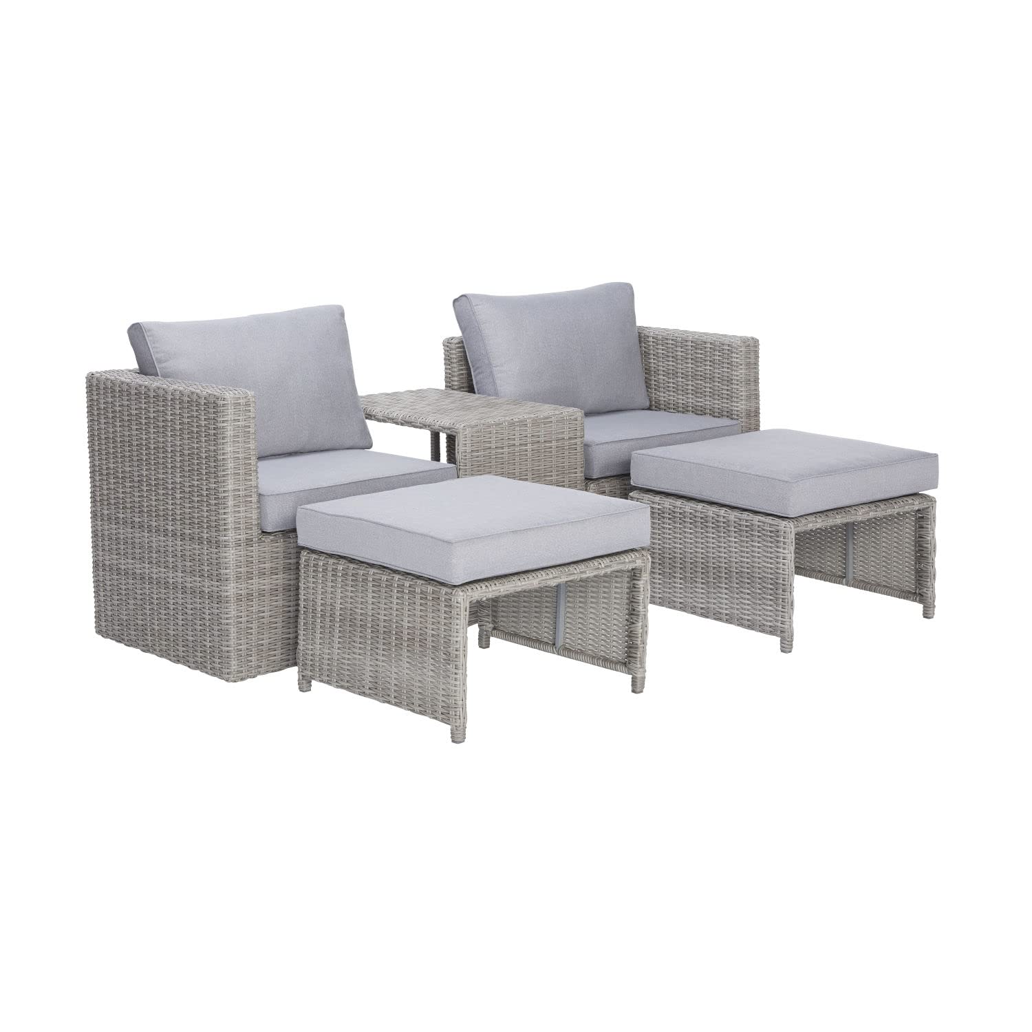 Progressive Furniture Malibu 5-Piece Outdoor Wicker/Rattan Seating Set in Gray