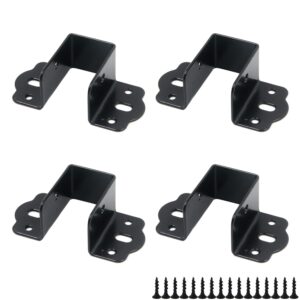 coshar 4pcs heavy duty bed rail fittings black bed frame brackets adapter u-shape bed supporters hardware for bunk bed headboard, 3.62"x1.9"(l*w)