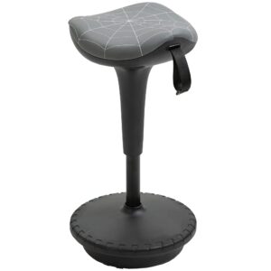 vinsetto lift wobble stool standing chair with 360° swivel, tilting balance chair with adjustable height and saddle seat for active learning sitting, grey