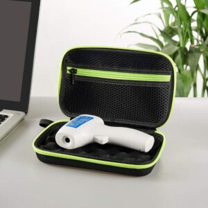 Carrying Thermometer Case Digital Forehead Thermometer Bag Universal for Non- Body Thermometer with Lanyard (Case Only) Green Zipper