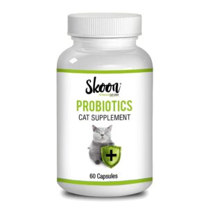 skoon probiotics cat supplement (60 capsules) - chicken & tuna flavored - improves gut health, immunity, skin conditions, and litterbox smell