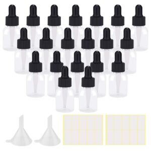 yookat eye dropper bottles 20 pack 25ml dropper bottles 20 pieces labels and 2 pieces funnels plastic dropping bottles set for essential oils travel and lab