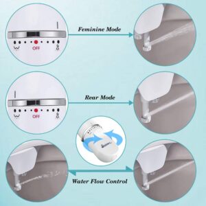 Bidet Attachment for Toilet, Atalawa Ultra-Slim Bidet Attachment Non-Electric Dual Nozzle (Posterior Rear/Feminine Wash) Fresh Cold Water Bidet Toilet with Adjustable Water Pressure and Brass Inlet