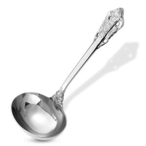 keawell gorgeous 1 oz. 18/10 stainless steel gravy ladle, antique small ladle for stirring, mirror finished soup ladle spoon and dishwasher safe (1, silver)