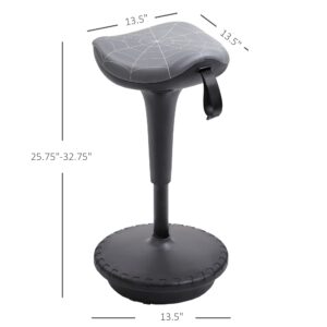 Vinsetto Lift Wobble Stool Standing Chair with 360° Swivel, Tilting Balance Chair with Adjustable Height and Saddle Seat for Active Learning Sitting, Grey