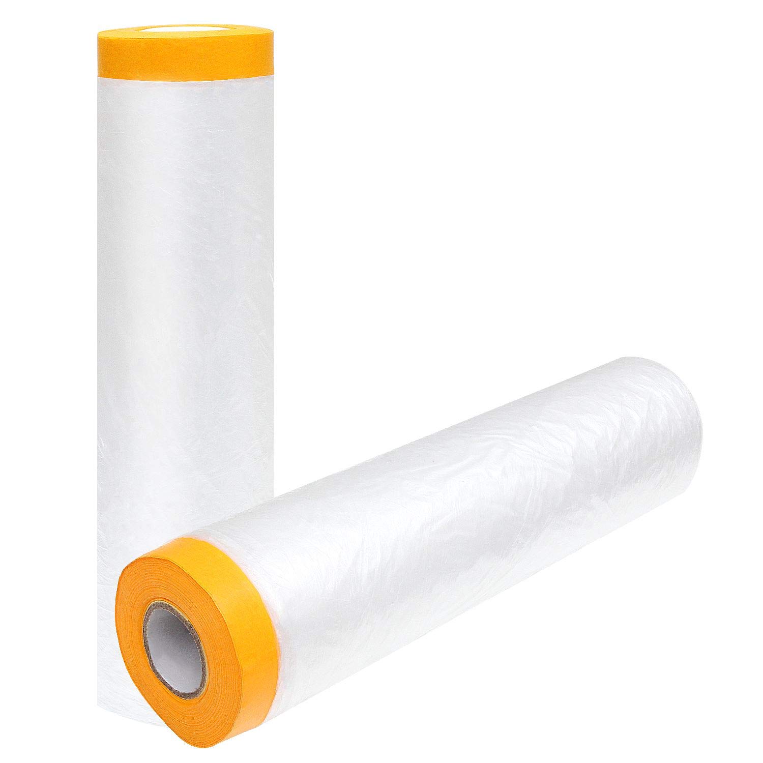 LISHINE 13Ft x 65 Ft Plastic Painting Drop Film, 2 Pcs Tape and Drape Dust Plastic Drop Cloth, Pre-Taped Masking Film for Automotive Painting Covering