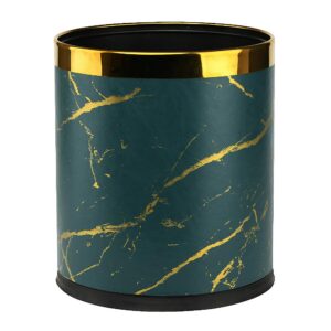 huaqinglian 2.6gallon small office trash can,bathroom garbage can,bedroom waste basket bin garbage bag invisable trash bin for living room (green gold marble)