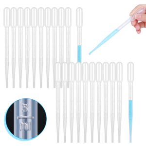 ovsor 50pcs plastic disposable transfer pipettes, 3ml calibrated pipette dropper for science laboratory