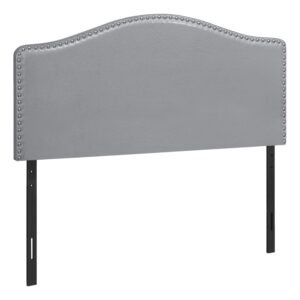 monarch specialties i 6011f bed, headboard only, full size, bedroom, upholstered, pu leather look, grey, transitional