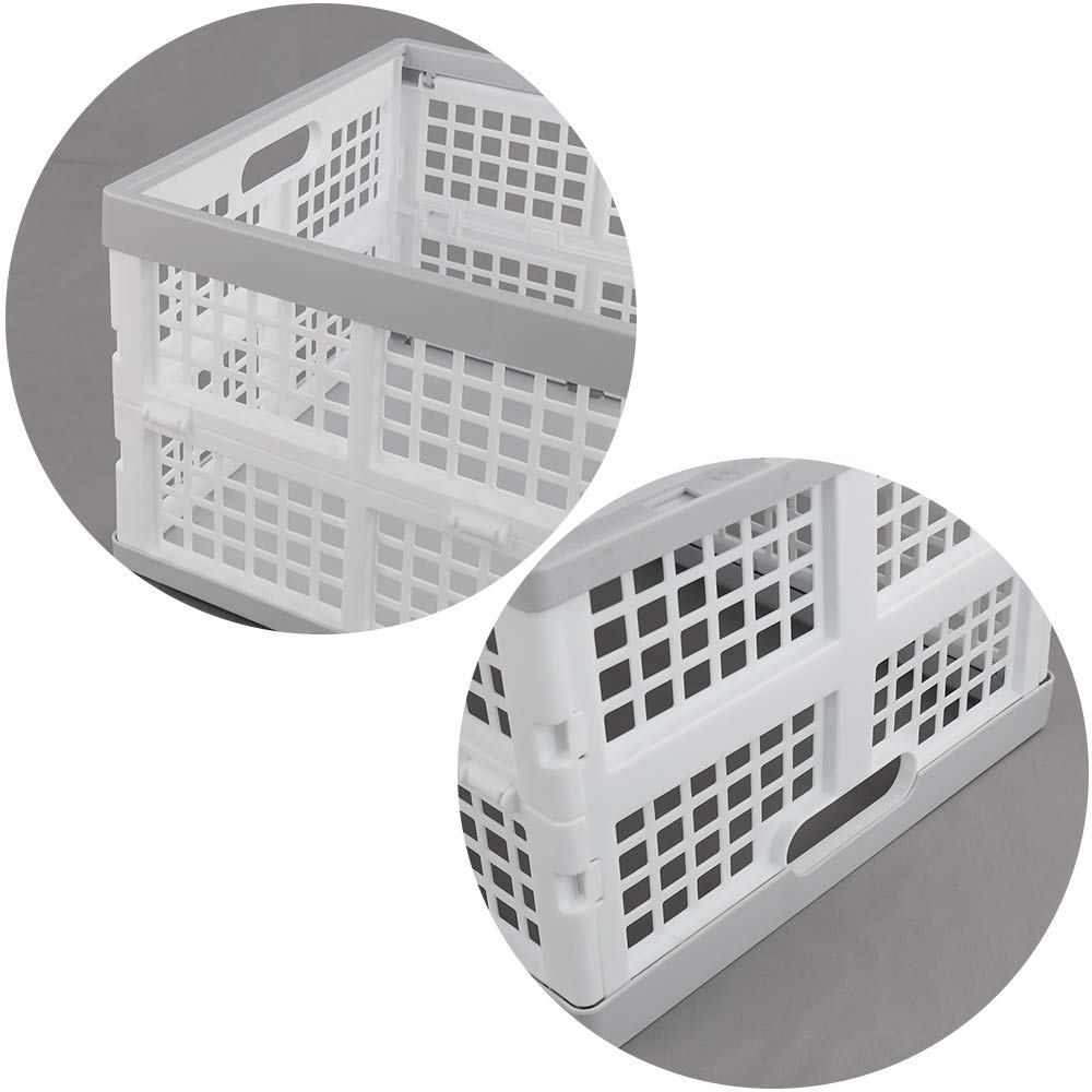 Vababa 28 L Plastic Collapsible Storage Bins, Stacking Utility Foldable Basket, Set of 3