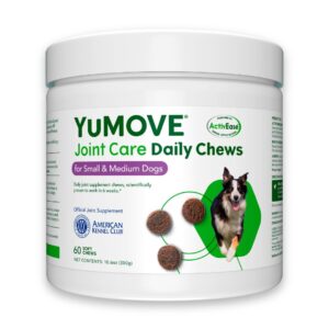 lintbells yumove joint supplement dog chews - contains glucosamine, green lipped mussel - natural relief from hip ache, stiff joints - 1 month’s supply (small & medium)