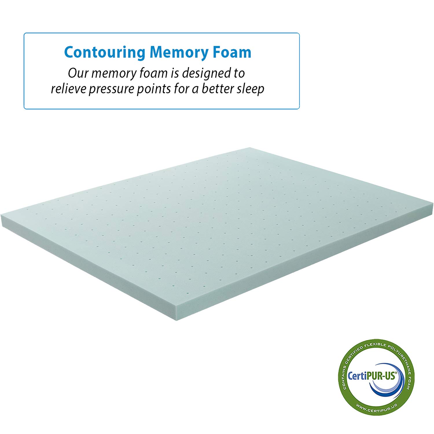 Nestl Bedding Mattress Topper, 3 Inch Memory Foam Topper, Gel Infused Memory Foam Mattress Topper, Ventilated Design Mattress Pad, Queen, Blue